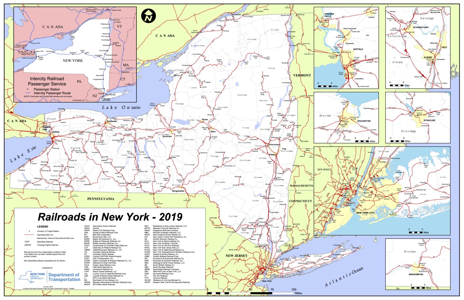 Map of NYS Freight Rail Network - Railroads of New York